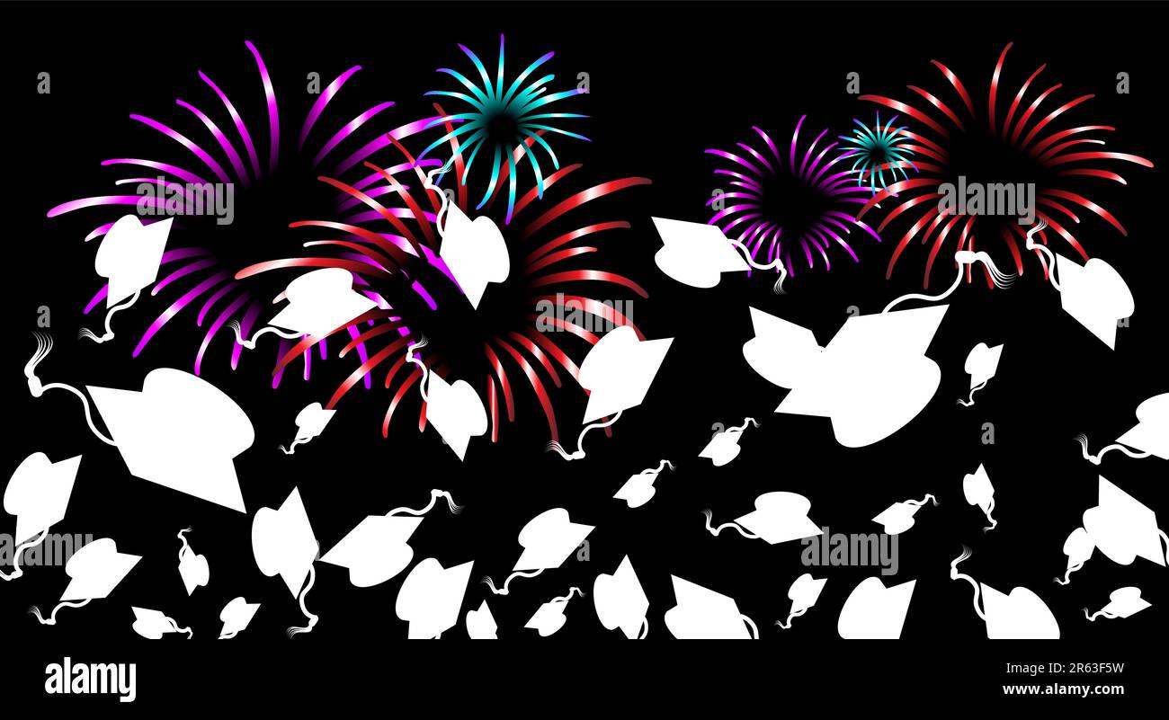 An image representing Graduation with Fireworks Stock Vector Image ...