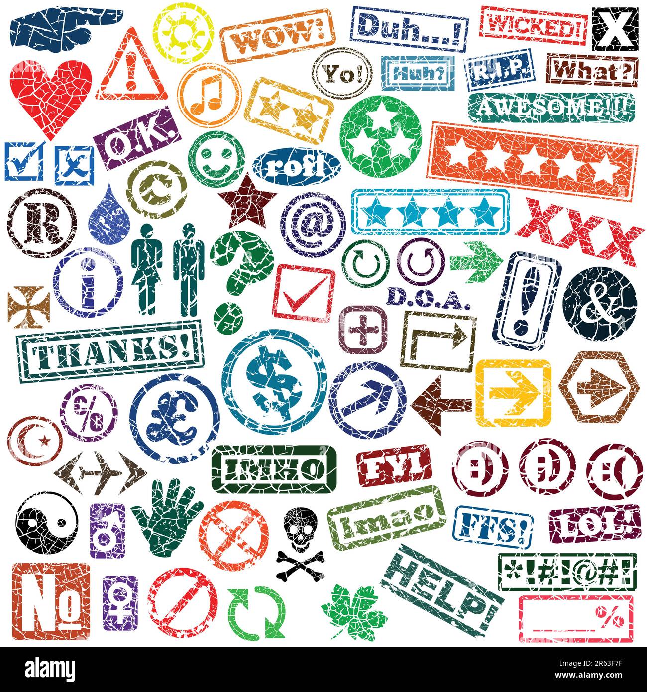 Set of editable vector rubber stamps of words and symbols Stock Vector ...
