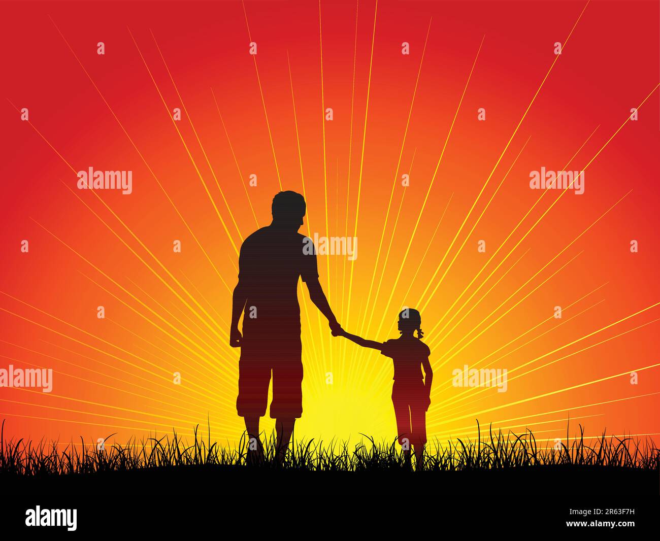 Father Walking Daughter Stock Vector Images Alamy