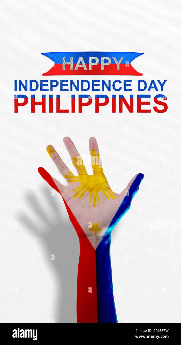 A human hand with a Philippine flag color. Philippines Independence Day ...