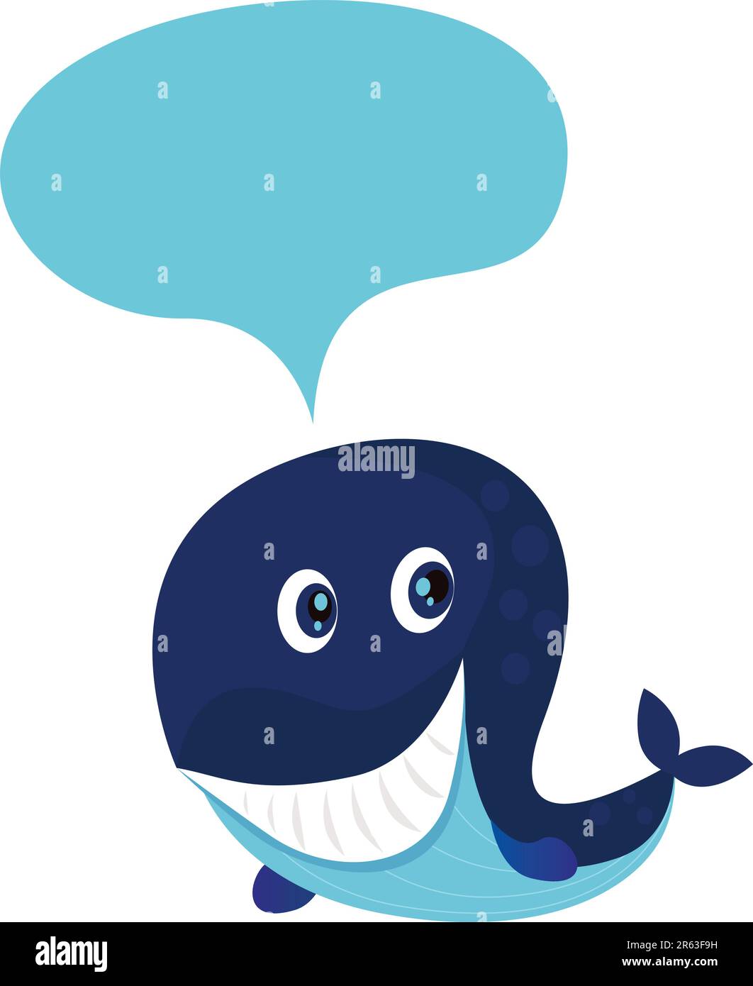 Vector illustration of cute blue cartoon whale with speech bubble ...
