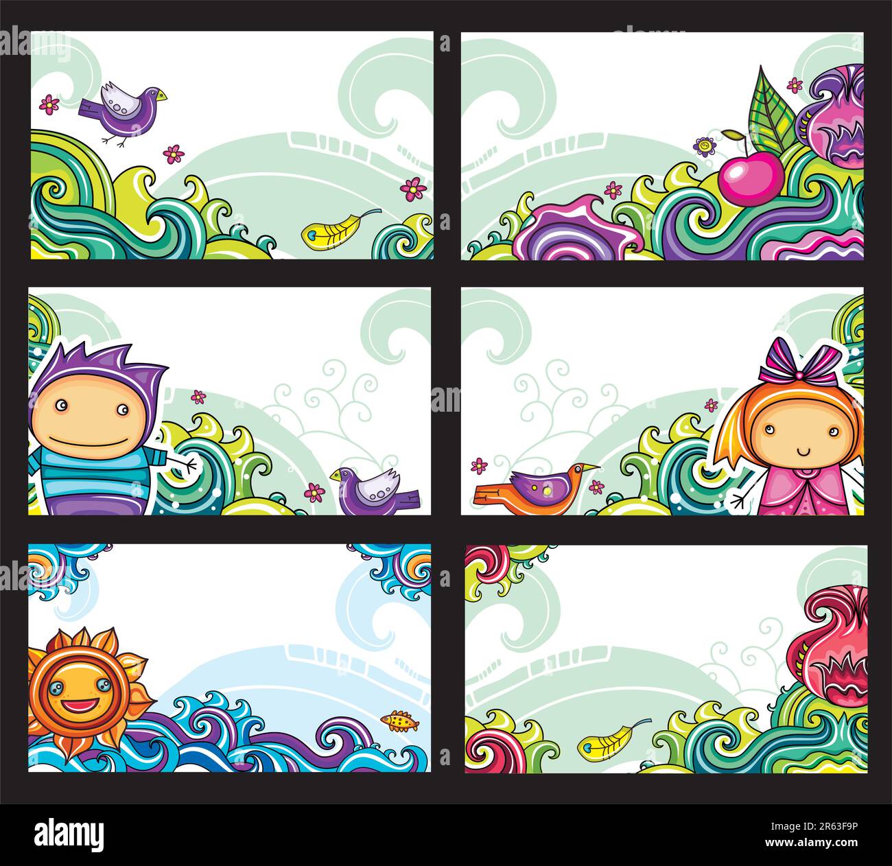 Colorful floral cards set (floral series Stock Vector Image & Art - Alamy