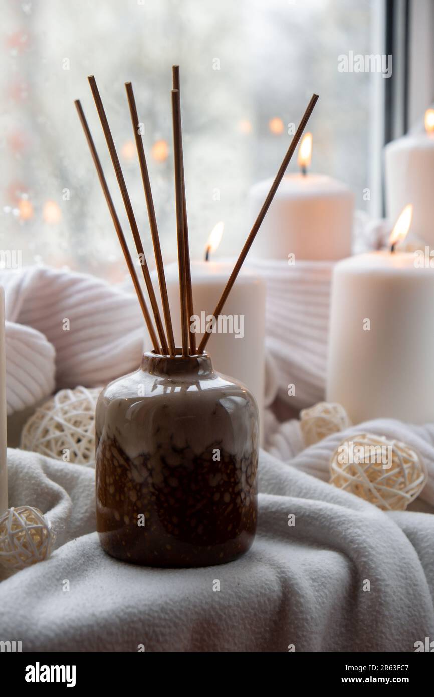 Aroma reed diffuser. Bottle container with wood stick diffusers ...