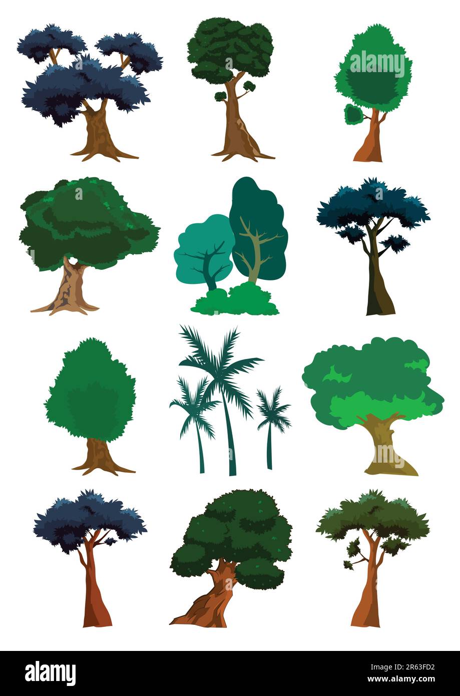Assorted trees of nature illustration in vector Stock Vector Image ...