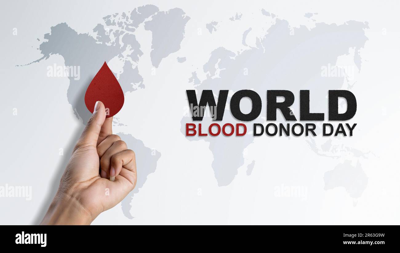 Human hand showing red blood drop. World blood donor day concept Stock ...