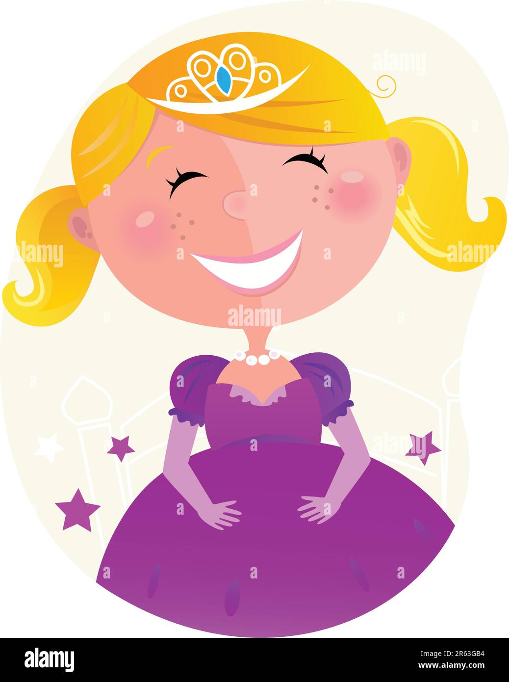 Vector cartoon illustration of small pink princess Stock Vector Image ...