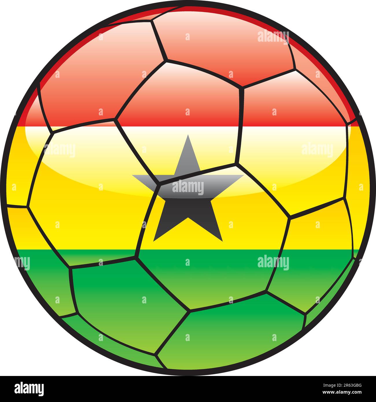 fully editable illustration flag of Ghana on soccer ball Stock Vector ...