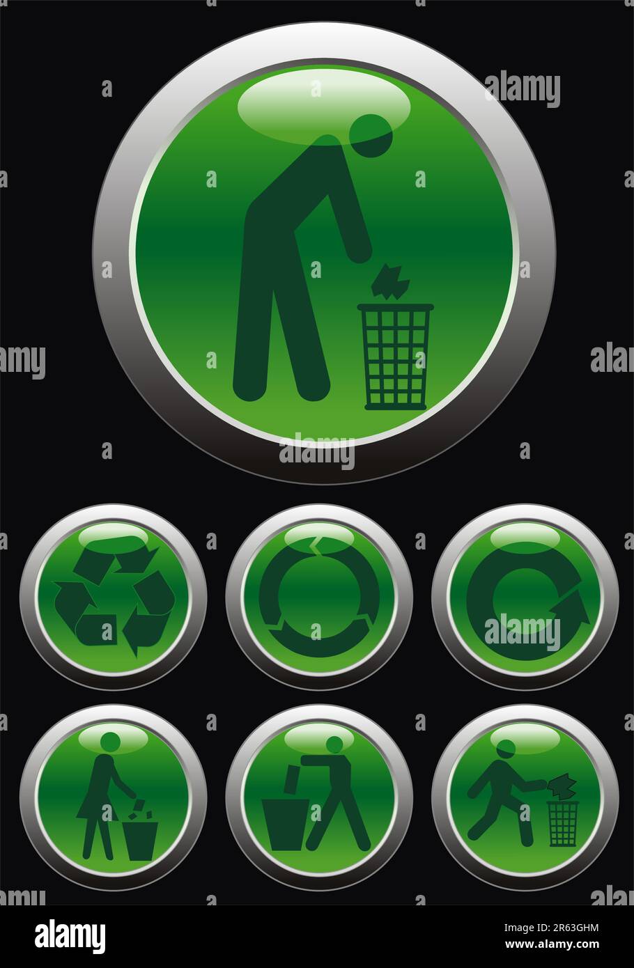 Glossy recycle symbol button icon hi-res stock photography and images ...