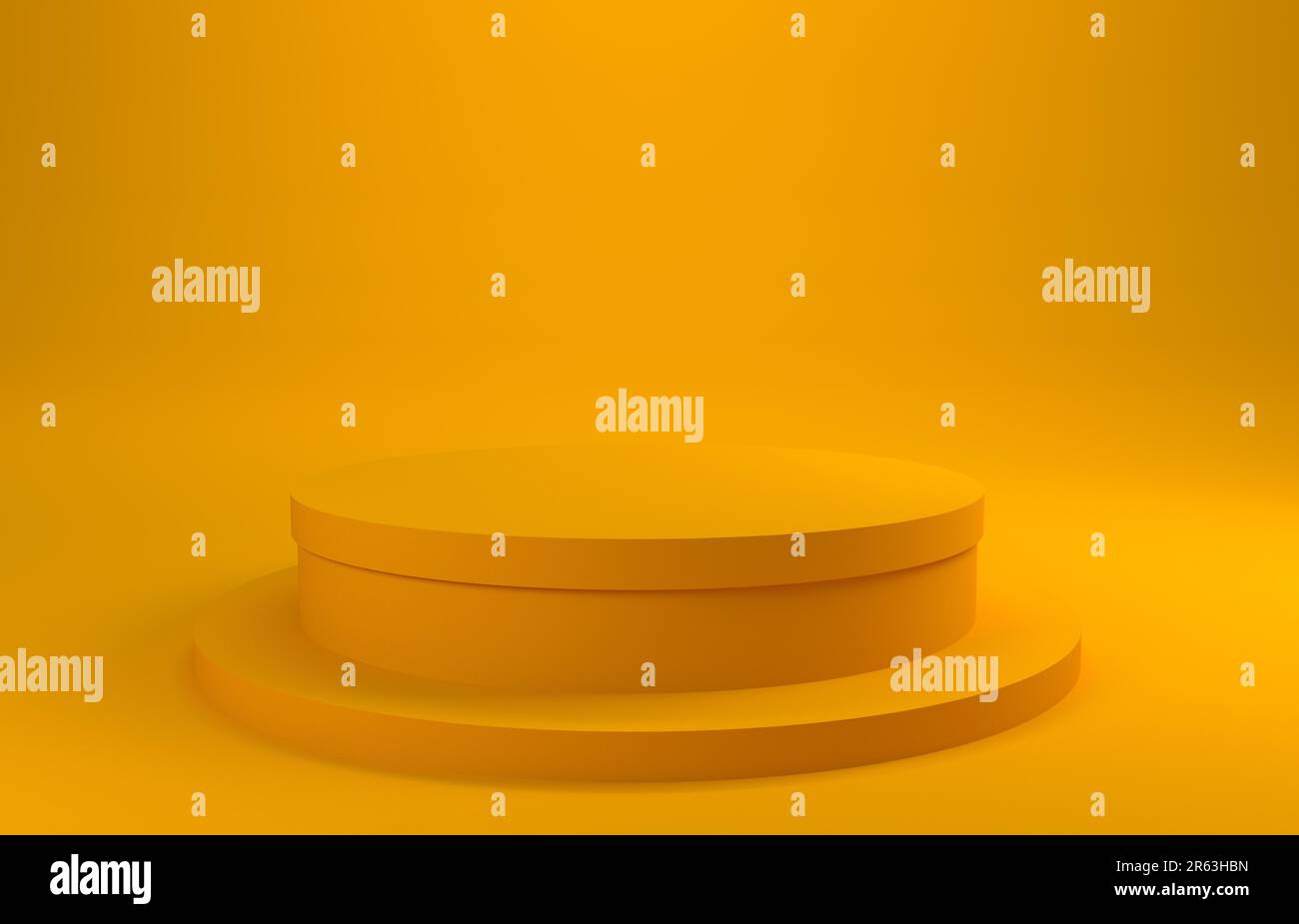 Yellow podium on a yellow background, 3d rendering Stock Photo - Alamy