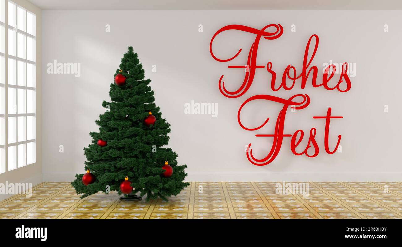Christmas background with the German words Happy Holidays, 3d rednering ...