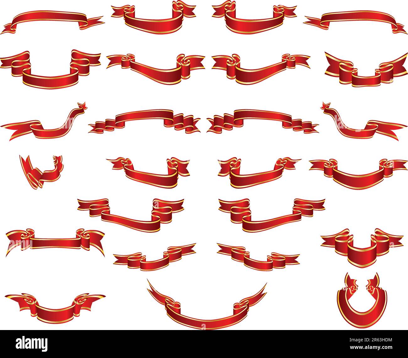set of different red ribbons with golden stripes Stock Vector Image ...