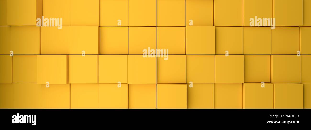 Abstract modern background with yellow cubes, 3d rendering Stock Photo ...