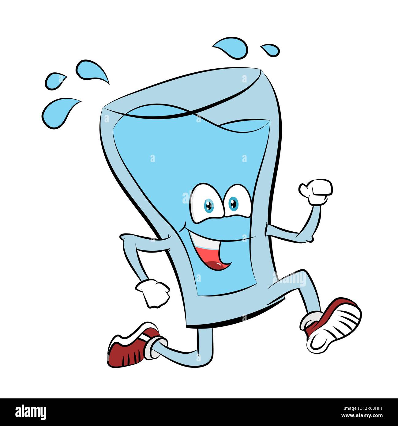 Cartoon illustration of a running glass of water, vector illustration ...