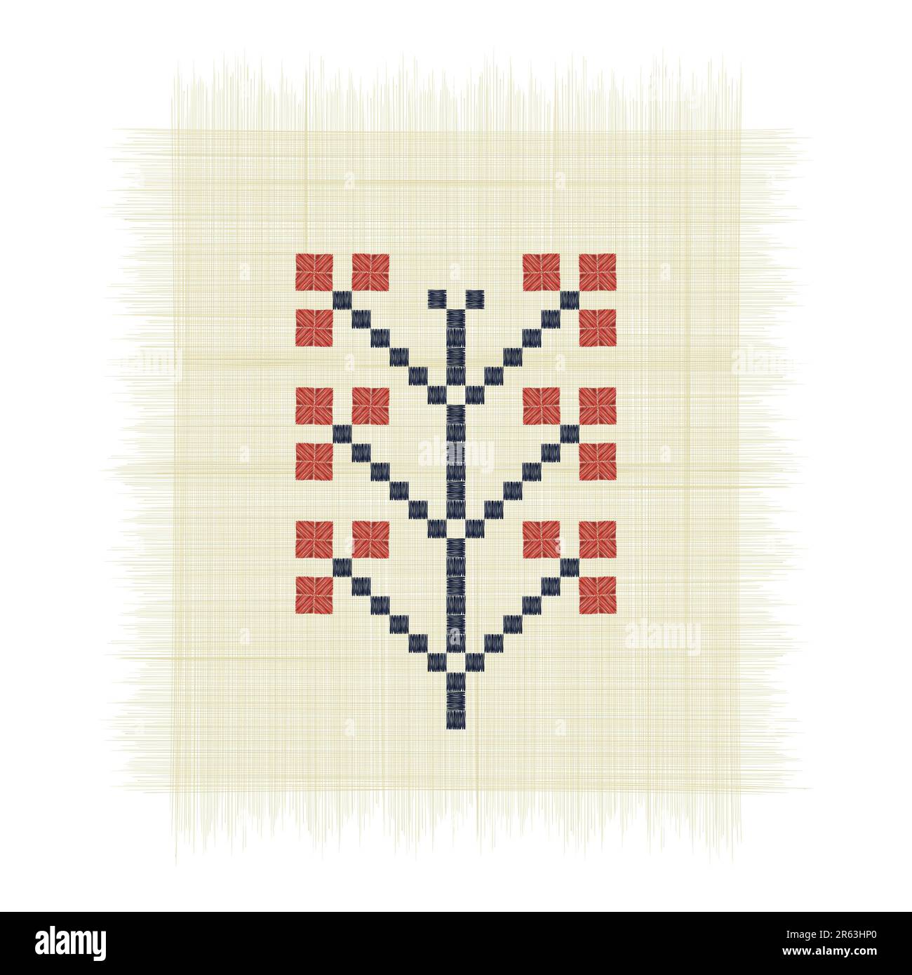 The True Tree, Palestinian embroidery Tatreez symbol drawing over white ...