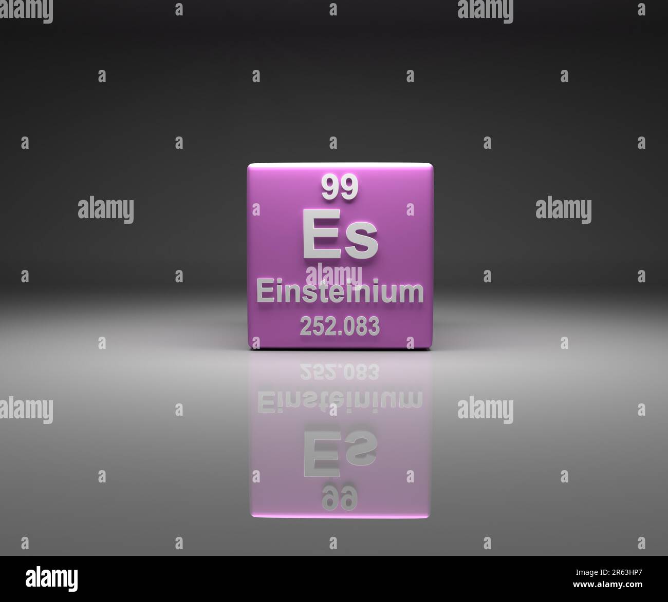 Cube with Einsteinium number 99 periodic table, 3d rendering Stock ...