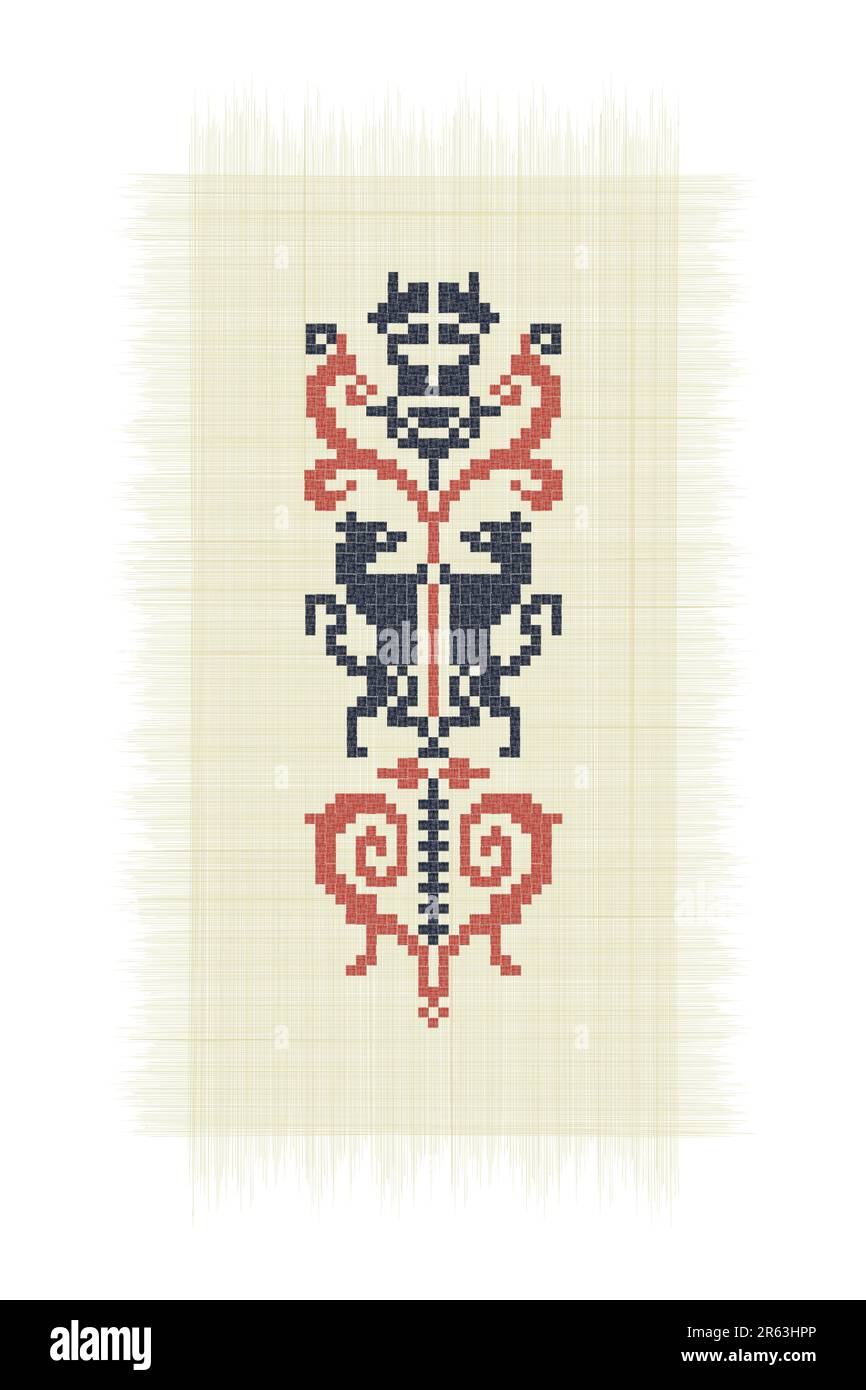 The Tree with Lions, Palestinian embroidery Tatreez symbol drawing over ...