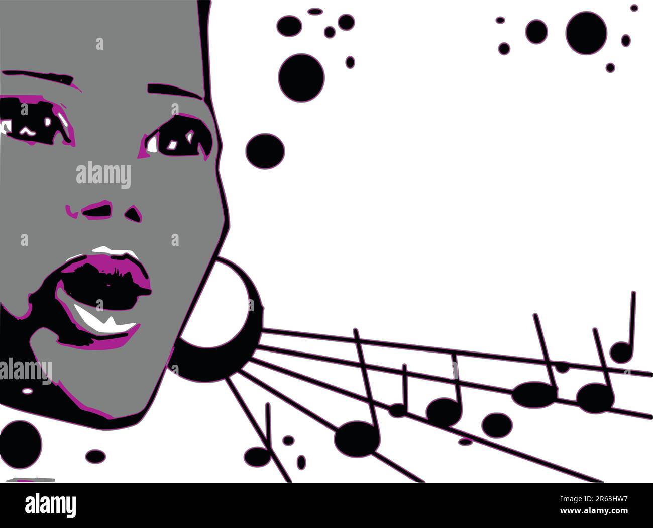 woman singing , cartoon style, portrait, not of any particular person ...