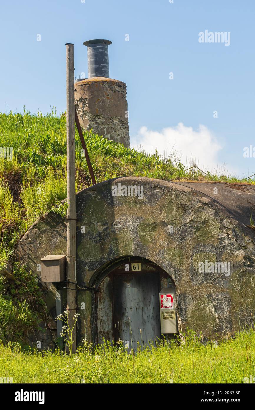 Old army bunker ventilation tubes on Vallisaari island in Helsinki ...
