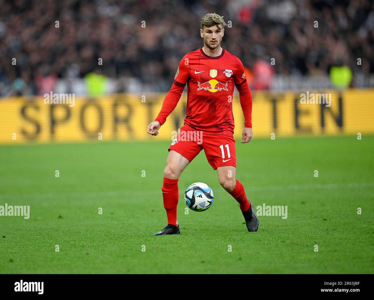 Timo Werner (11) RasenBallsport Leipzig RBL on the ball, 80th DFB Cup ...