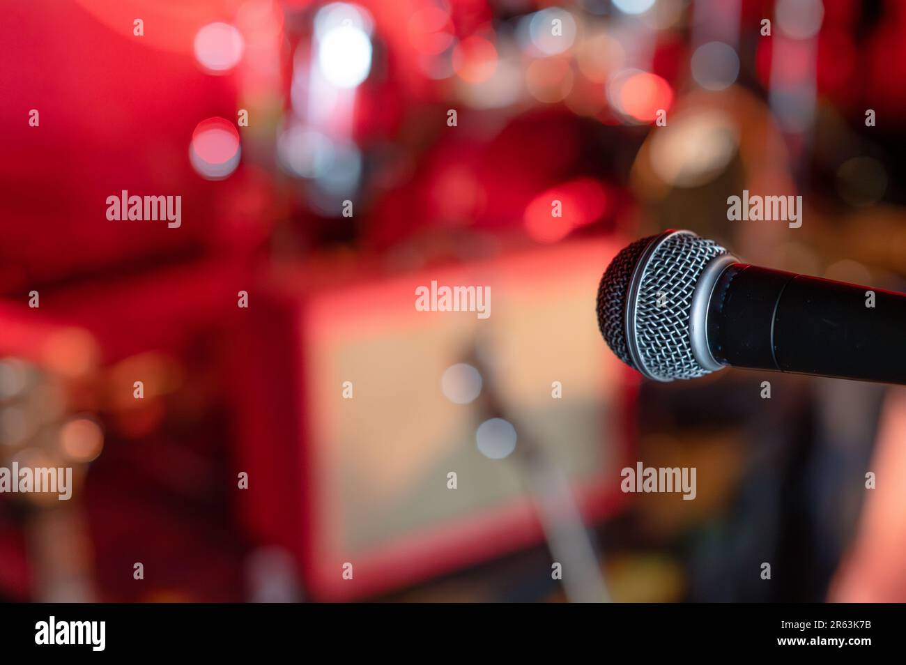Microphone on stand during live event Stock Photo - Alamy
