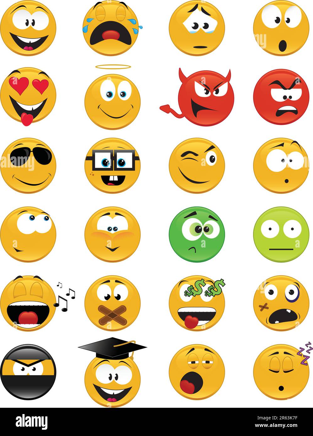 Set of 24 smiley faces - vector illustrations Stock Vector Image & Art ...