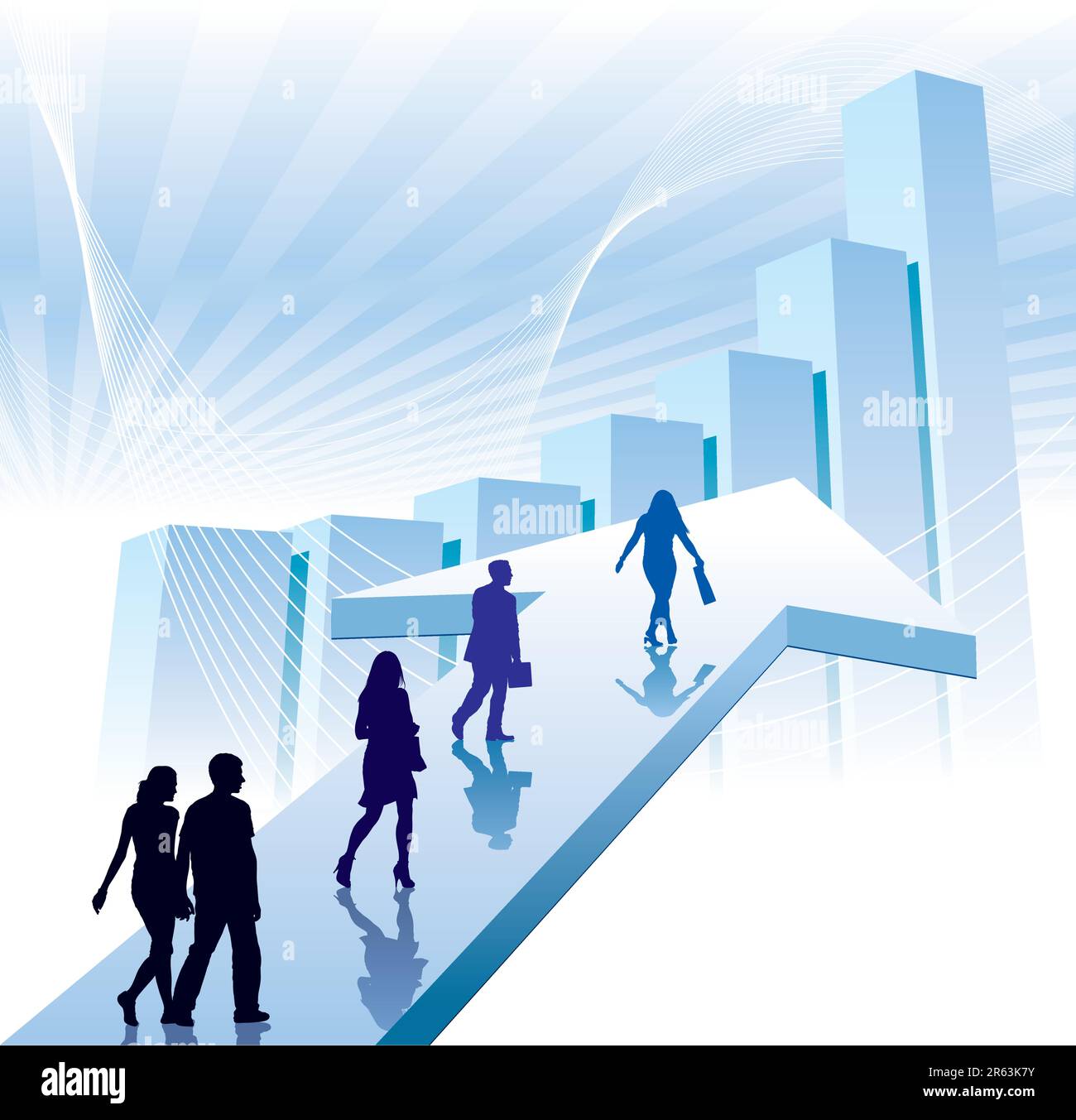 People are walking on a direction sign, conceptual business ...