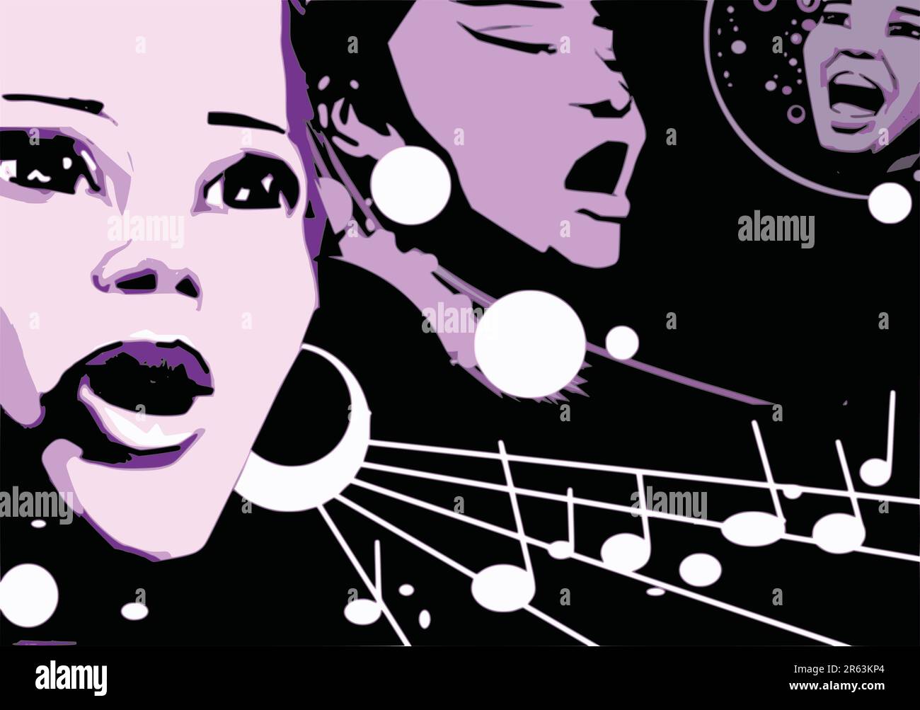 woman singing , cartoon style, portrait, not of any particular person ...