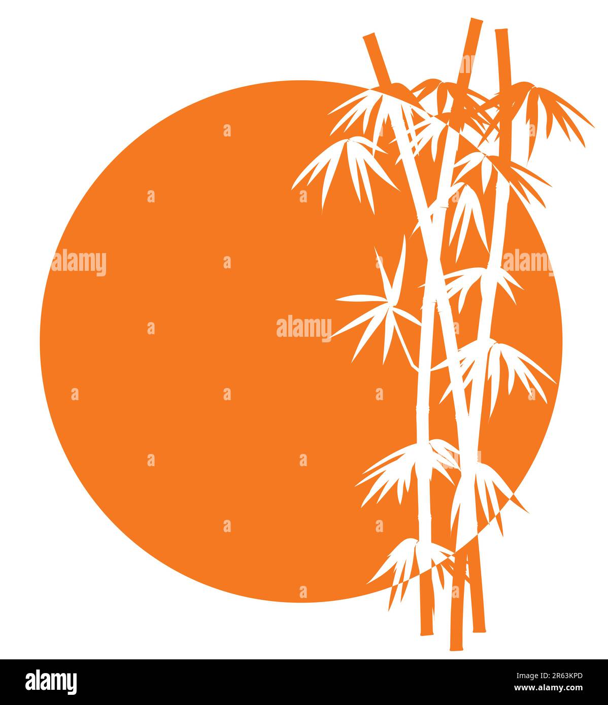 Tropical sunset and bamboo tree sign, vector illustration Stock Vector ...