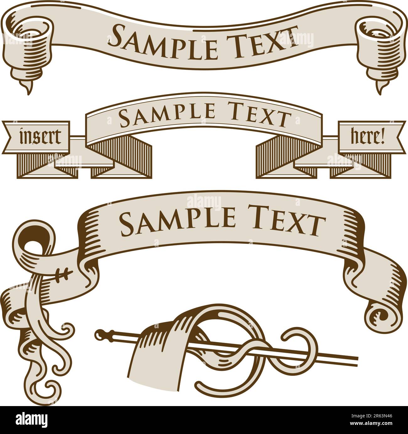 Vector illustration of a variety of vintage banners Stock Vector Image ...