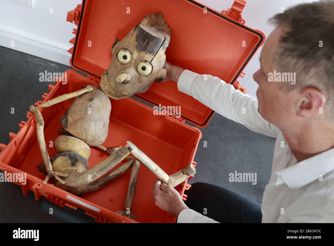 Magdeburg, Germany. 06th June, 2023. A wooden puppet for the play ...