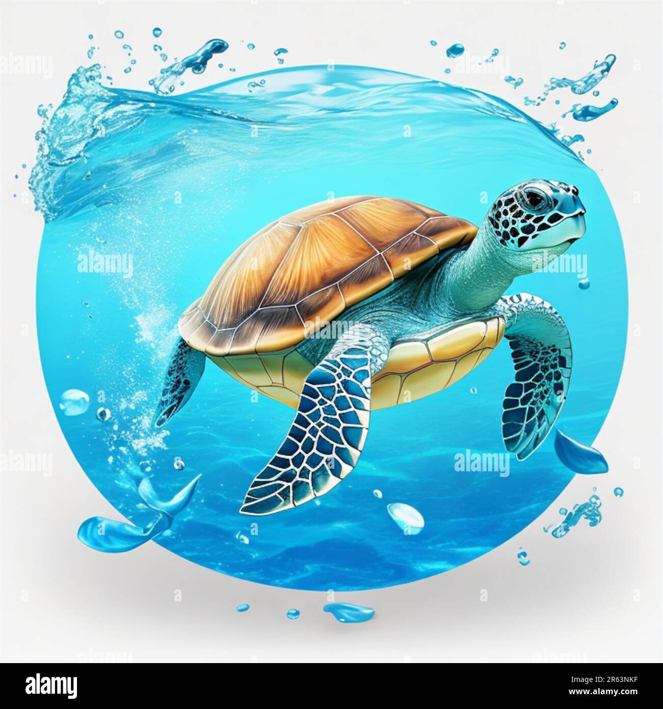 Cartoon sea turtle swimming in hi-res stock photography and images - Alamy