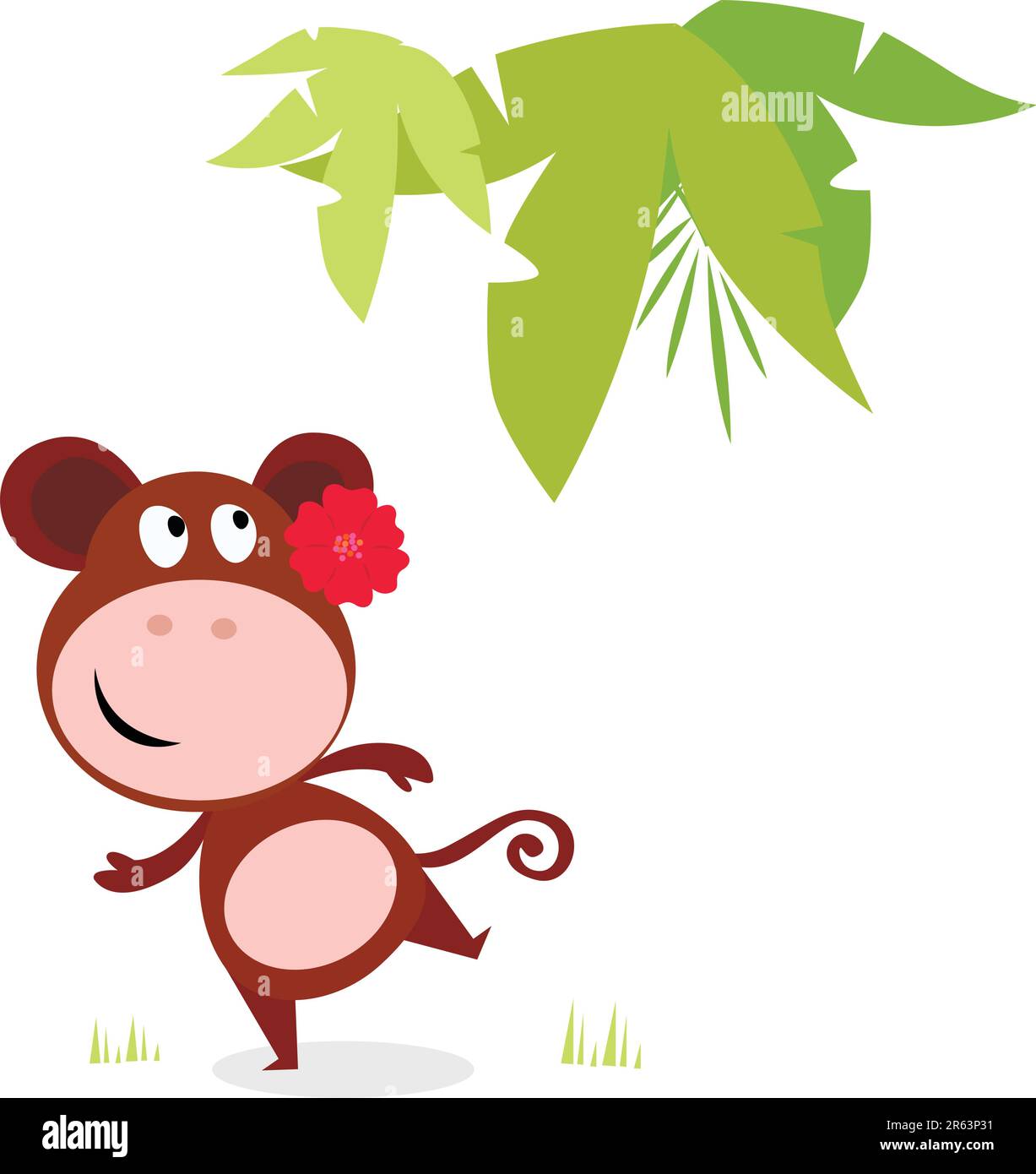 Vector Illustration of cute dancing monkey isolated on white background ...
