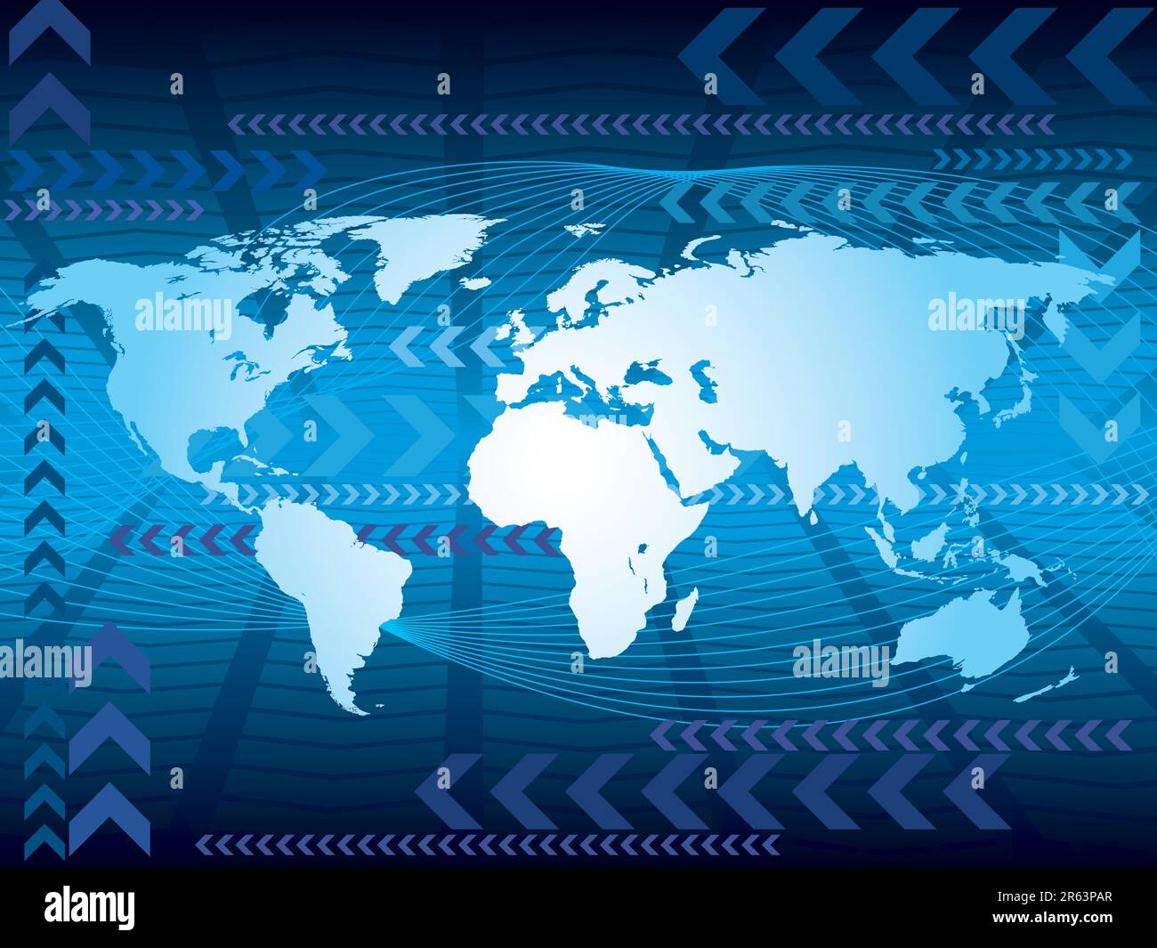 Large blue world map on an abstract background, conceptual business ...