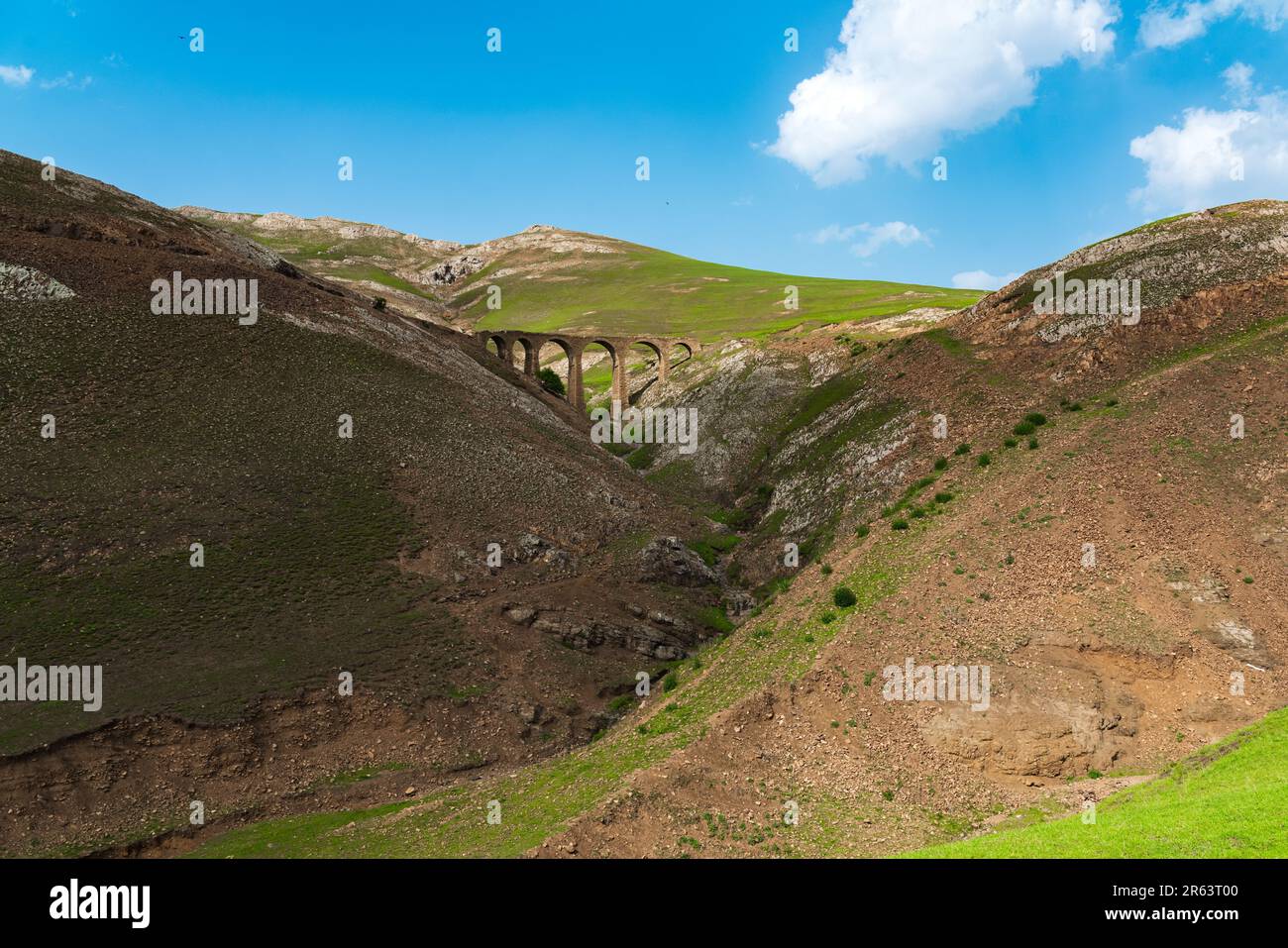 An ancient stone bridge in the suburbs of the city of Gadabay, built by ...