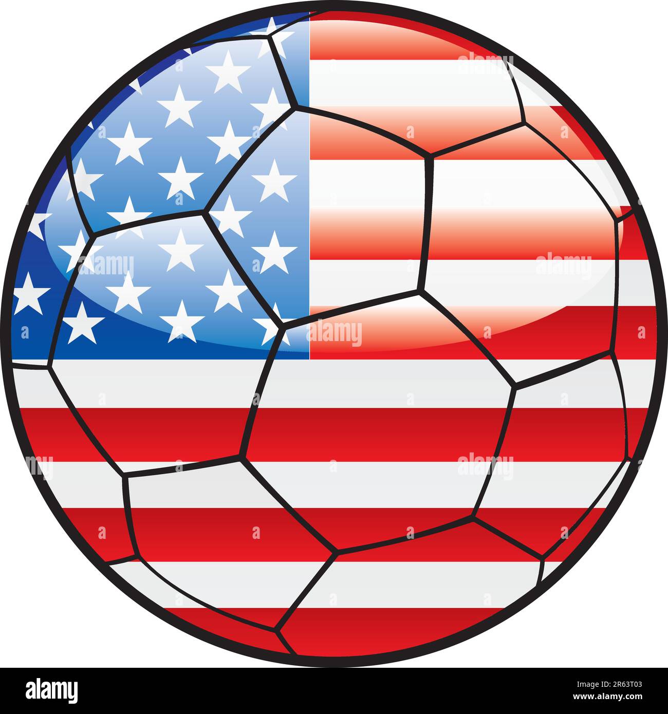 fully editable illustration flag of America on soccer ball Stock Vector ...