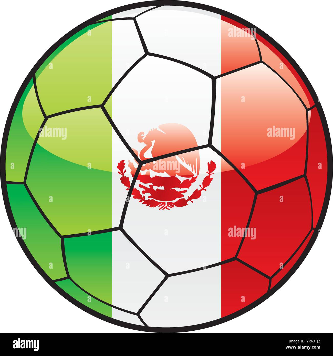 fully editable illustration flag of Mexico on soccer ball Stock Vector ...