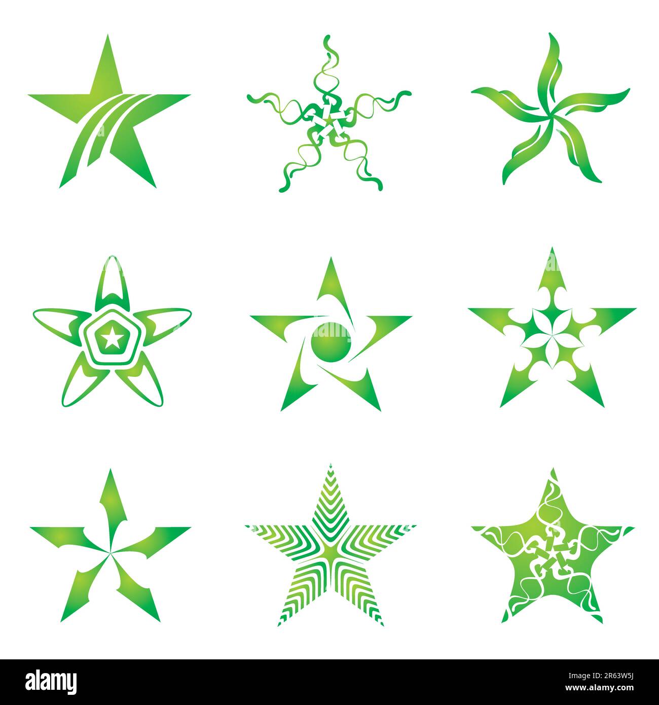 Set of decorative and creative five cornered/pentagonal stars Stock ...