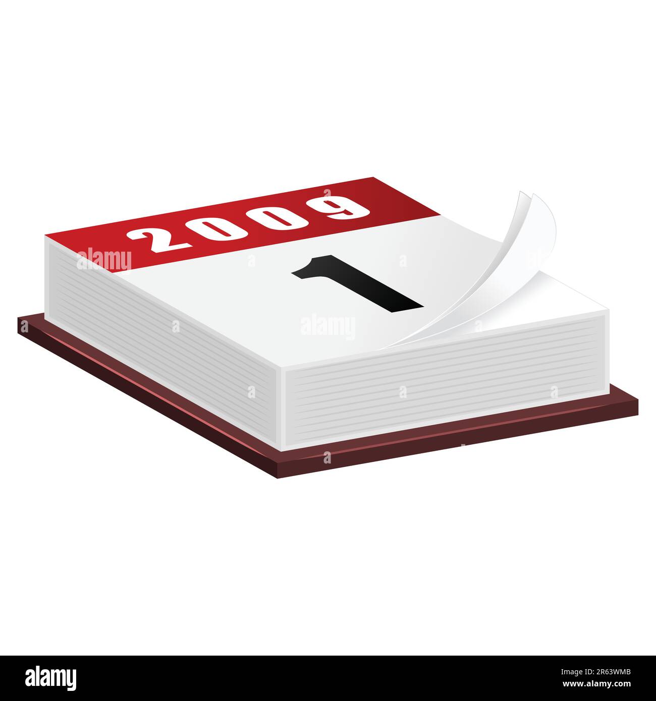 Desk calendar with curled page isolated over white Stock Vector Image ...