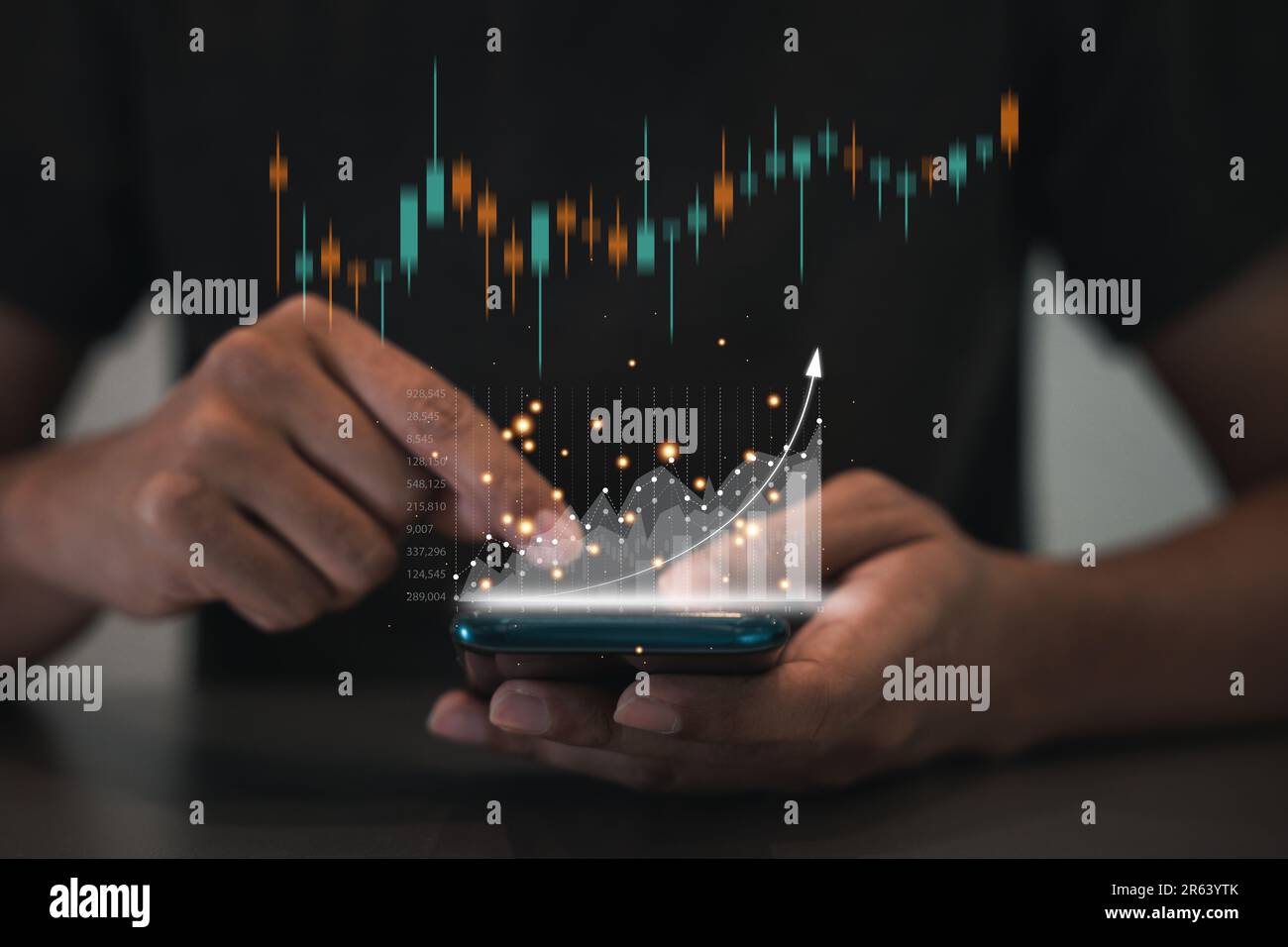 Man monitoring stock market trends and trading activities Stock Photo ...