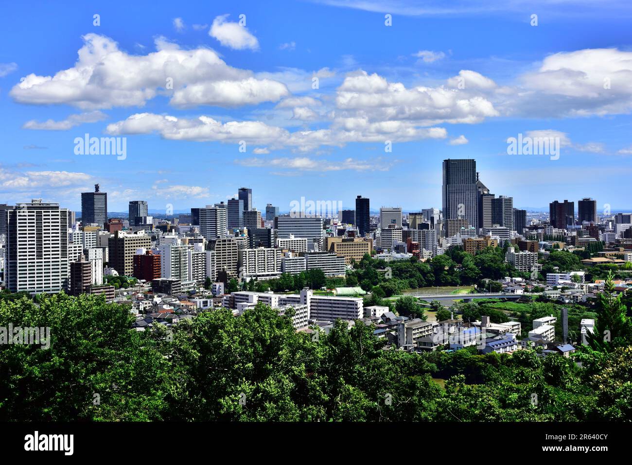 View of Sendai City from Aoba Castle Ruins Stock Photo - Alamy