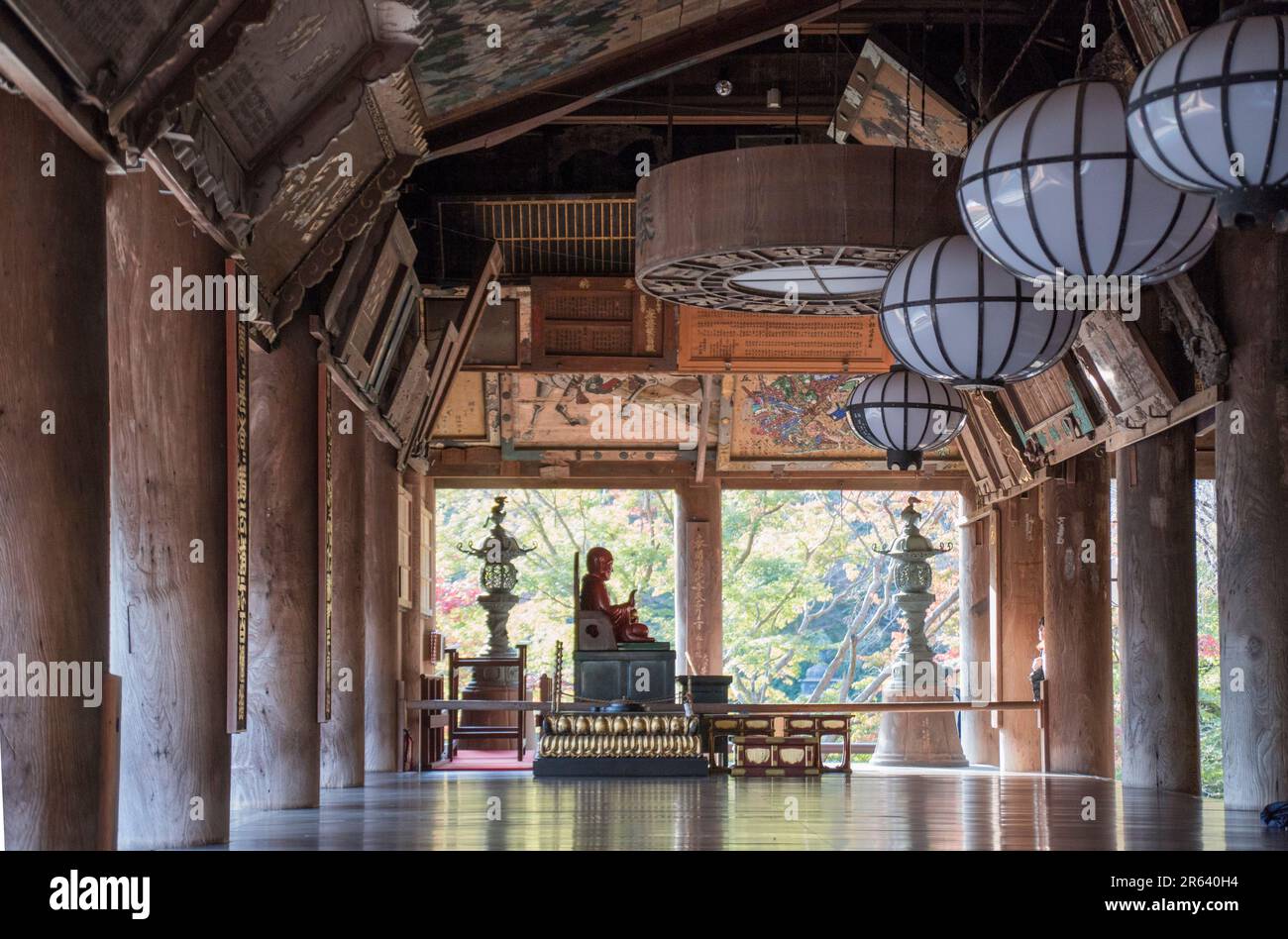 The inner stage of the main hall of Hase-ji Temple Stock Photo - Alamy