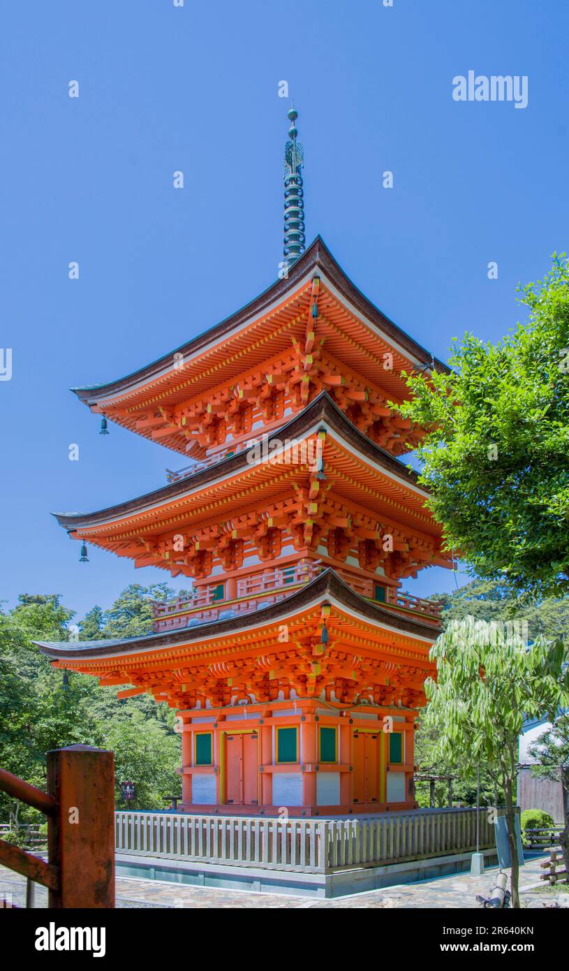 Three-story pagoda on Chikubu Island Stock Photo - Alamy