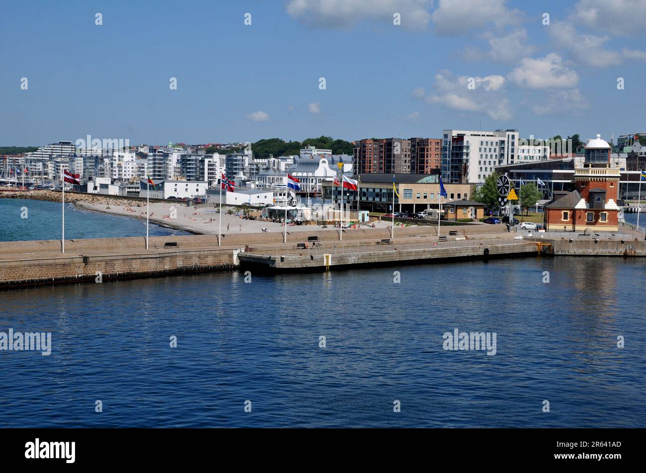 06 june 2023/ View of Swedish town Helsingborg habour and city from ...