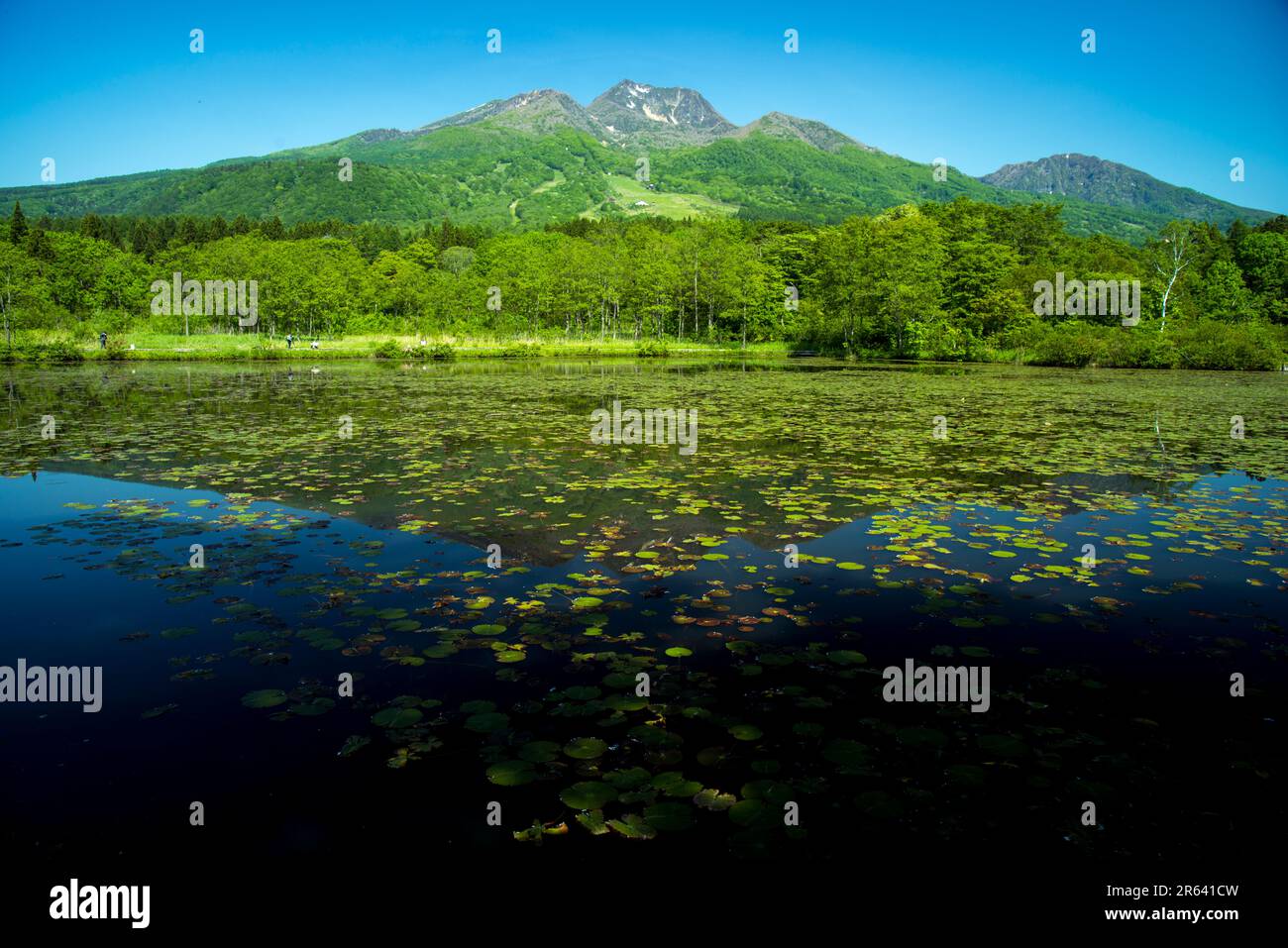 Imori pond and Mt.Myokosan Stock Photo - Alamy