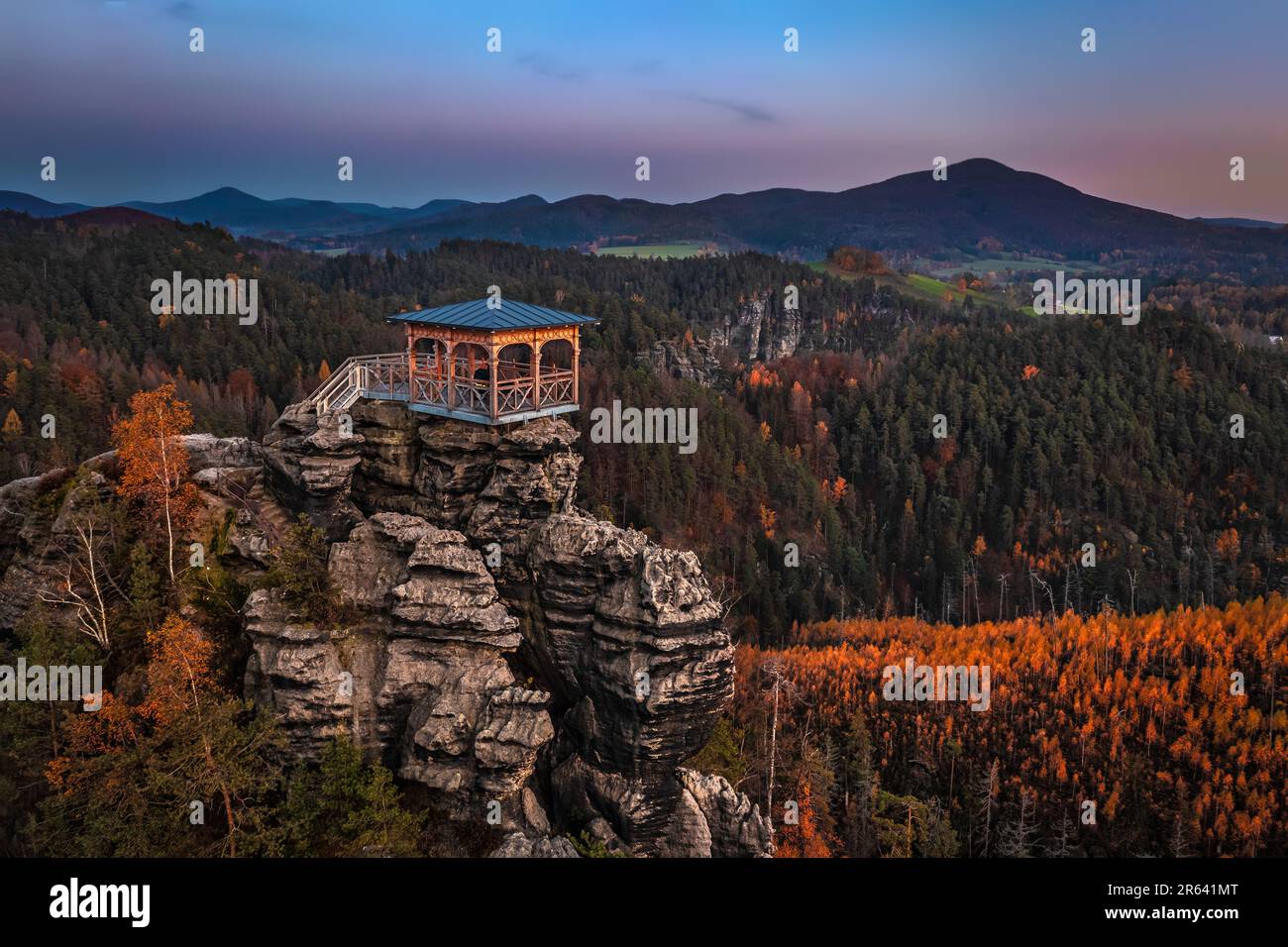 Jetrichovice, Czech Republic - Aerial view of Mariina Vyhlidka (Mary's ...