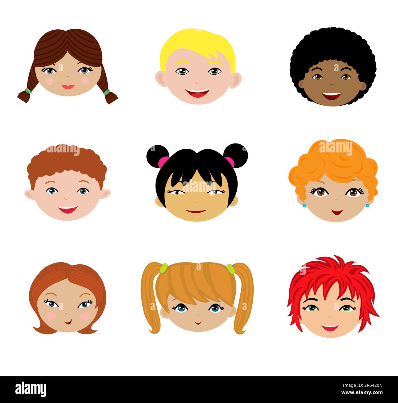 Cute cartoon girl faces Cut Out Stock Images & Pictures - Alamy