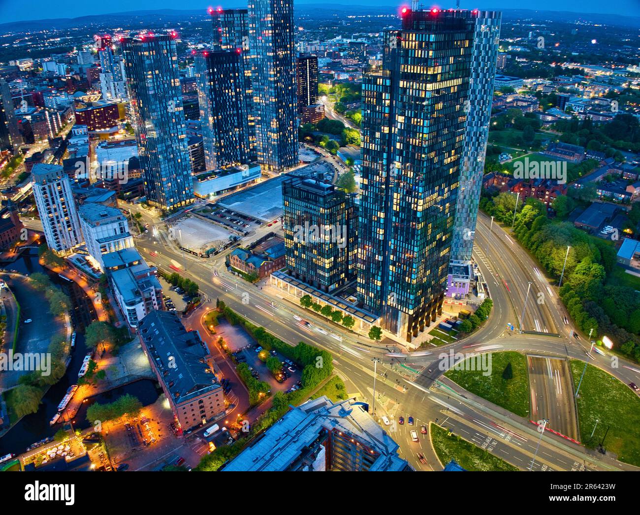 Manchester Skyline after the sunset Stock Photo - Alamy