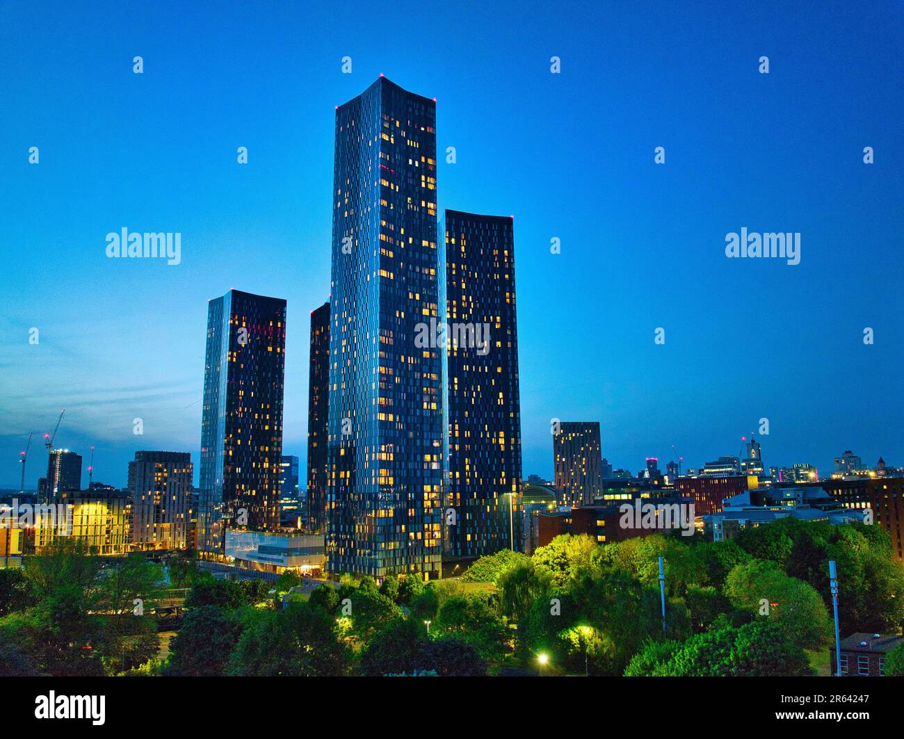 Manchester Skyline after the sunset Stock Photo - Alamy