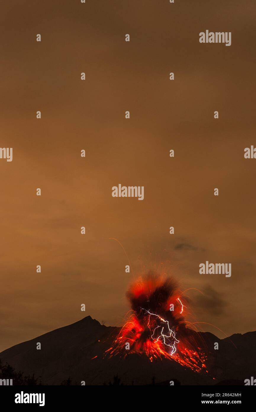 Volcanoes Erupting Lava With Lightning