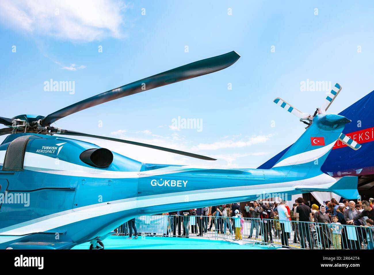 Rotor and tail of Gokbey general purpose helicopter made by TUSAS ...